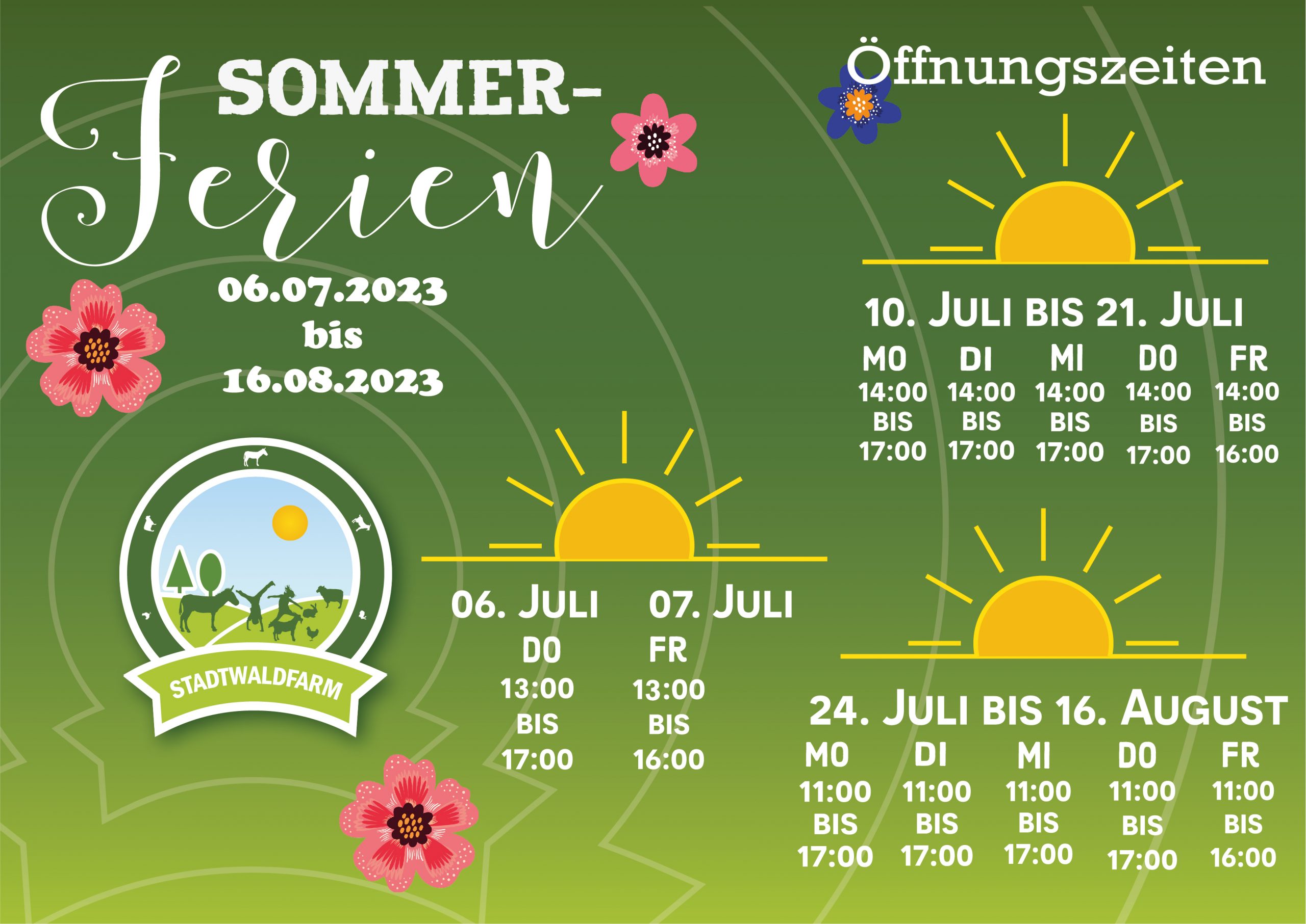 Sommerferien 2023 ffnungszeiten Stadtwaldfarm